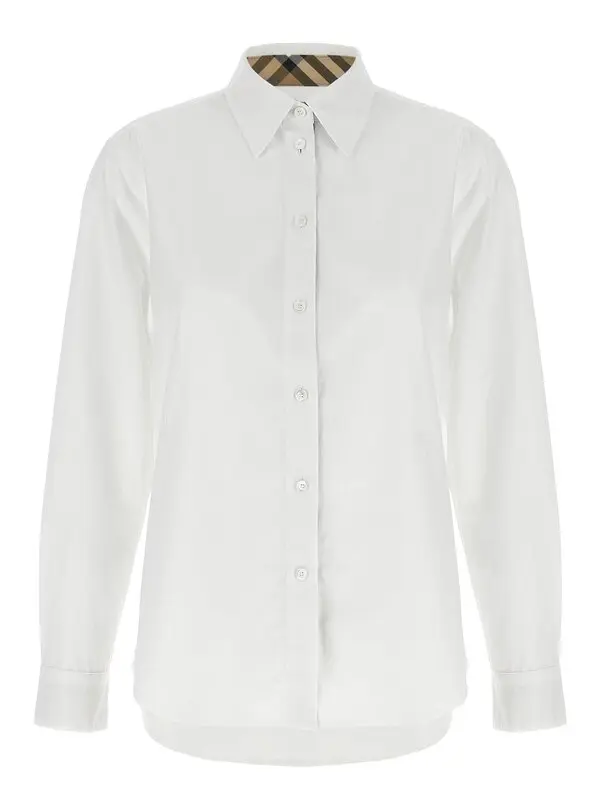 Burberry Check Insert Cotton Poplin Shirt - White