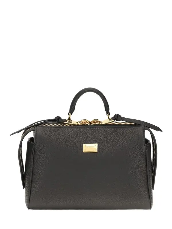 Dolce & Gabbana Vittoria Calfskin Top Handle Bag - Black