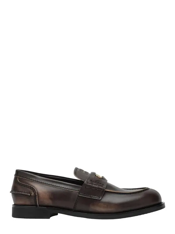 Miu Miu Vintage-effect Leather Loafers - Brown