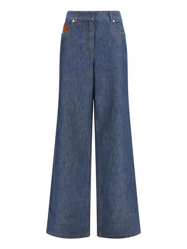 Fendi Wide-leg Chambray Jeans - Blue