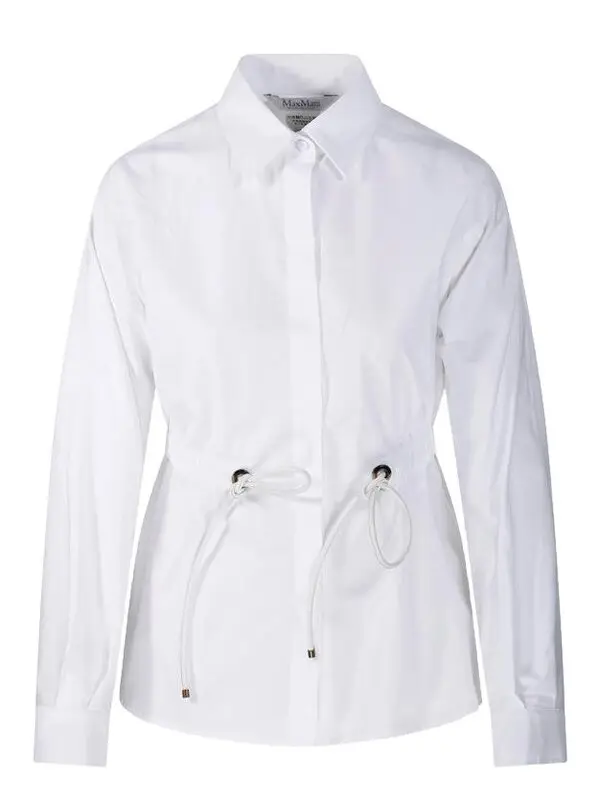 Max Mara Cotton Classic Collar Drawstring Shirt - White