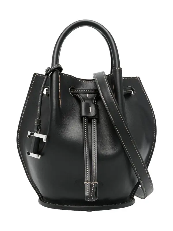 TOD'S Logo-charm Leather Mini Bucket Bag - Black