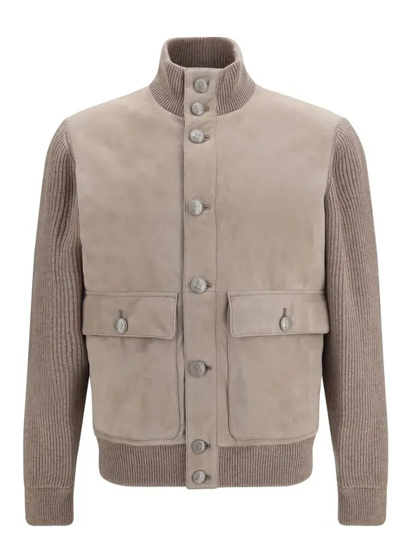 Brunello Cucinelli Cashmere And Suede Jacket - Cream