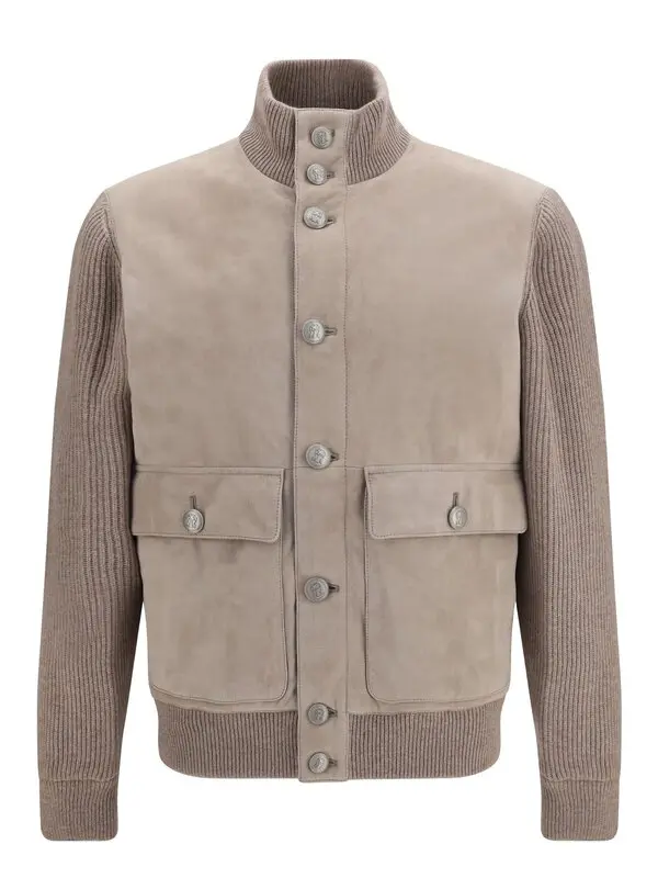 Brunello Cucinelli Cashmere And Suede Jacket - Cream