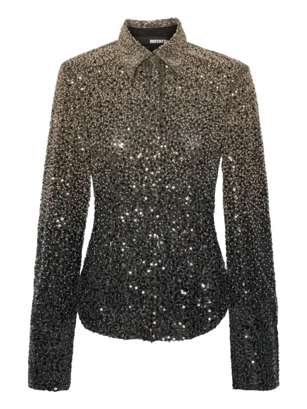 ROTATE BY BIRGER CHRISTENSEN Sequined Long Sleeve Shirt - Multicolor