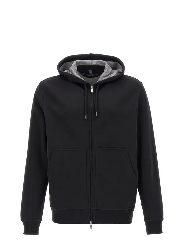 Brunello Cucinelli Cashmere Blend Zip Hoodie - Black