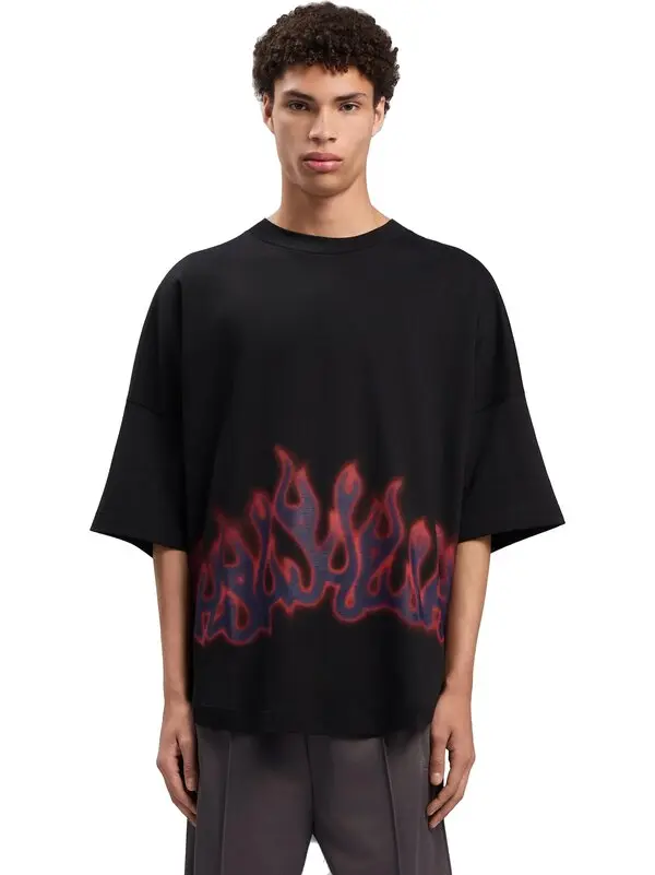 Palm Angels Flames Over T-shirt - Black