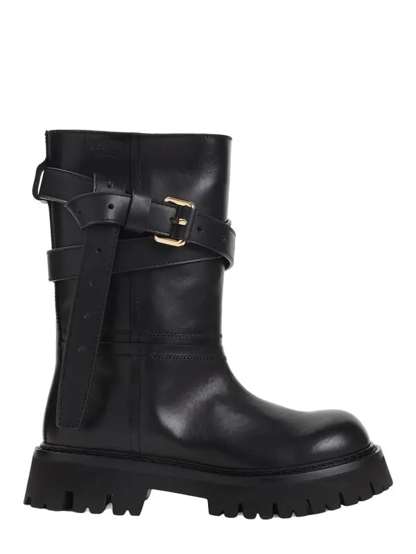 Moschino Leather Biker Boots - Black