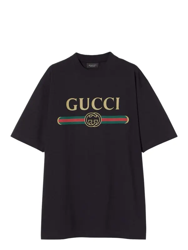 Gucci Cotton And Silk Jersey Logo-print T-shirt - Black