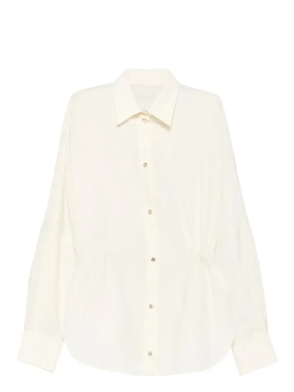 Moncler Logo Patch High Neck Long Sleeve Shirt - Cream