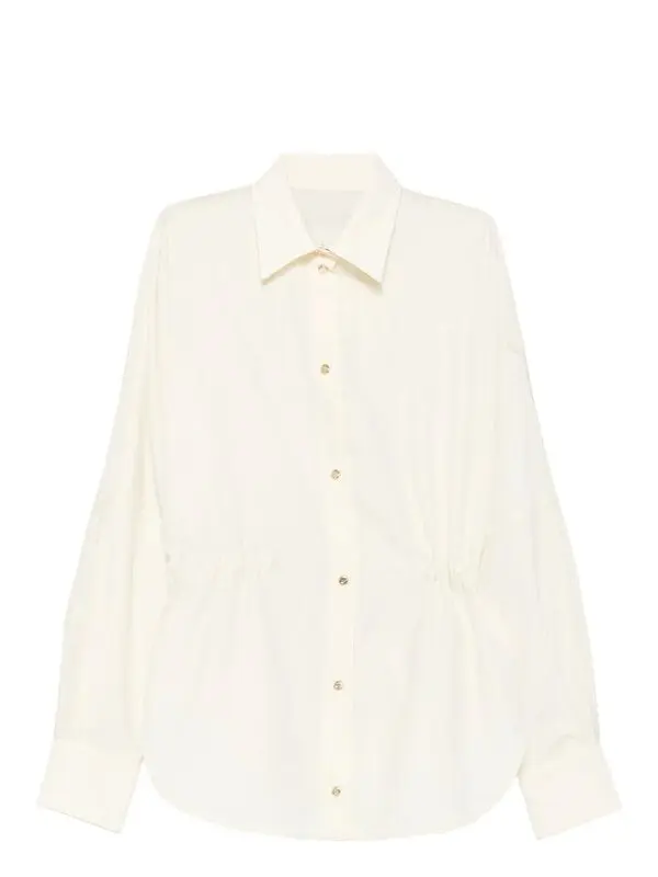 Moncler Logo Patch High Neck Long Sleeve Shirt - Cream