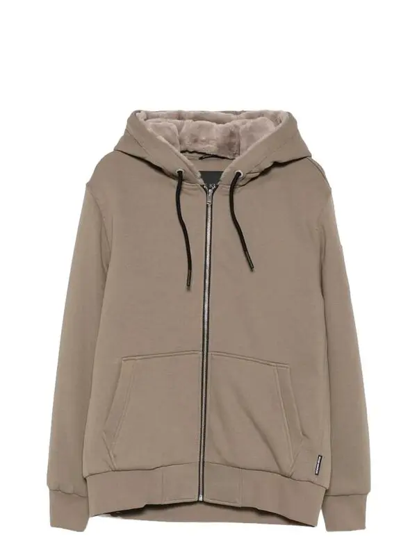 Moose Knuckles Zip Up Hooded Sweatshirt - Cream
