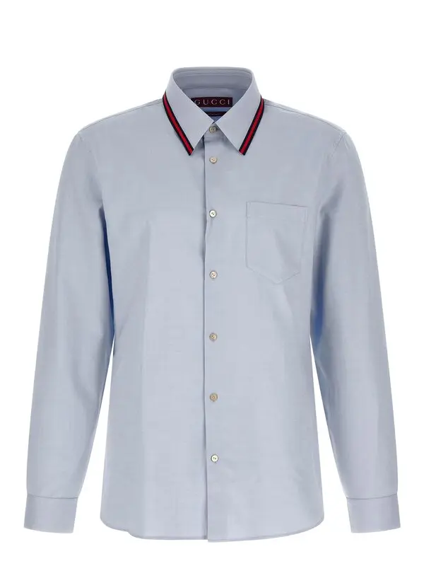 Gucci Web' Collar Shirt - Blue