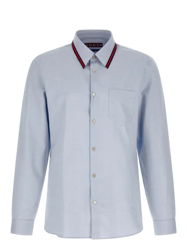 Gucci Web' Collar Shirt - Blue