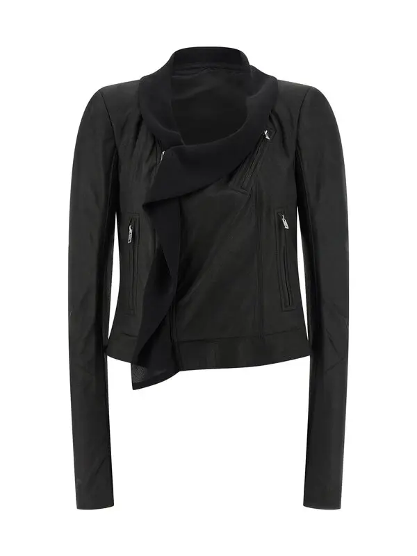 Rick Owens Scarf Biker Jacket - Black