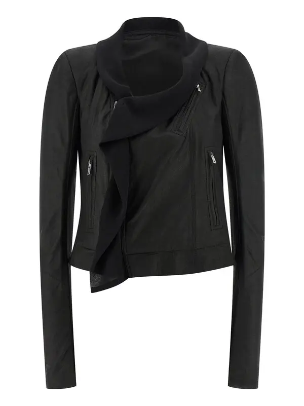 Rick Owens Scarf Biker Jacket - Black