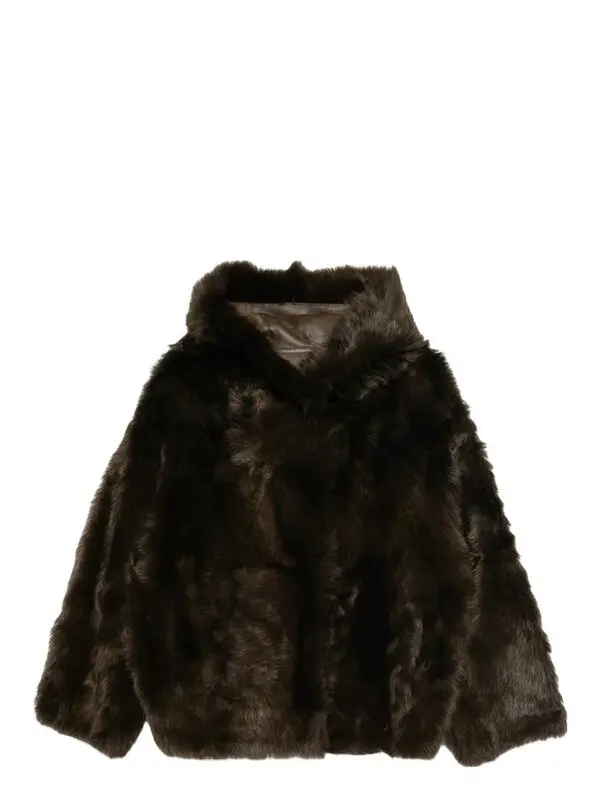 YVES SALOMON Jackets Faux Fur & Shearling Jackets - Brown