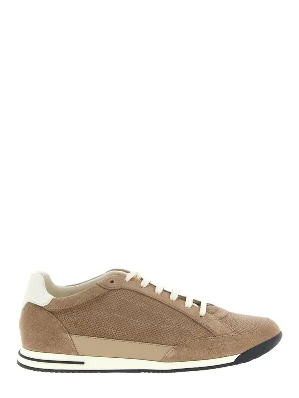 Brunello Cucinelli Knit-effect Suede Sneakers - Cream