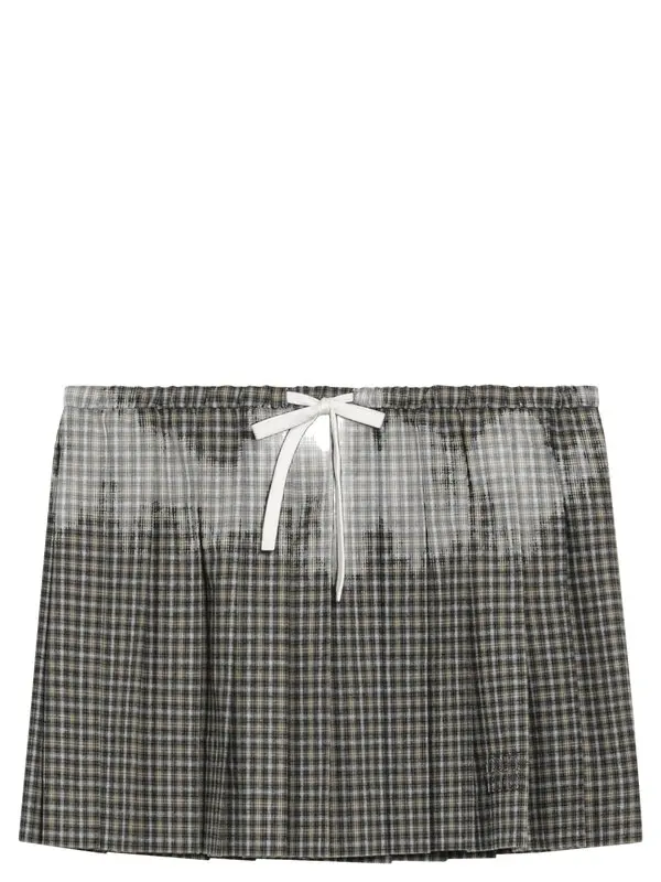 Miu Miu Checked Pleated Mini Skirt - Gray