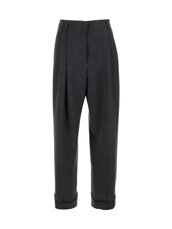 Dries Van Noten Wool Tailored Pants With Turn-up Hem - Multicolor