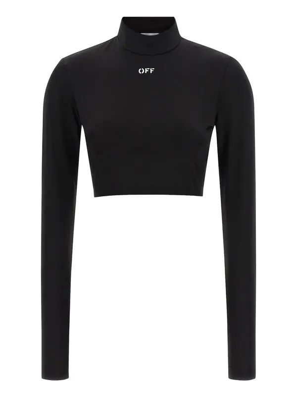 Off-White Off Stamp' Crop Top - Black