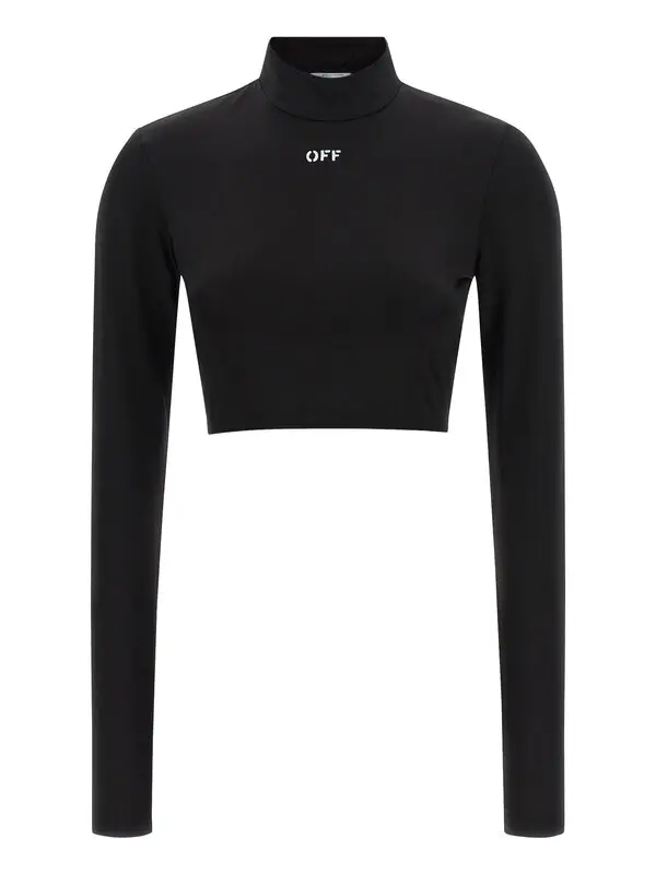 Off-White Off Stamp Crop Top - Black
