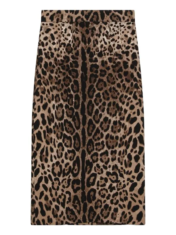 Dolce & Gabbana Leopard-print Cady Skirt - Brown