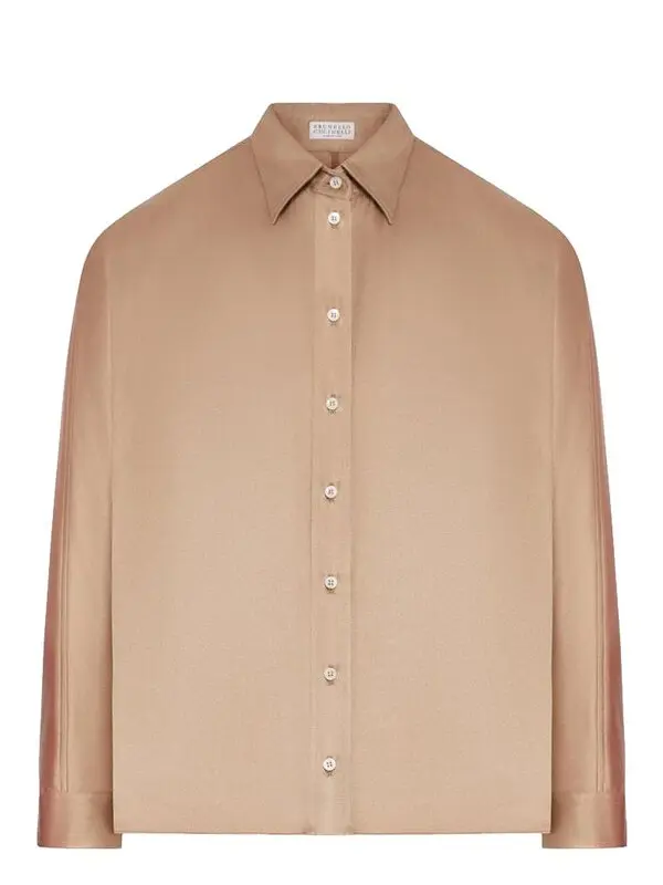 Brunello Cucinelli Stretch Silk Satin Shirt With Mobile - Multicolor