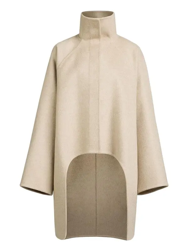 Alaïa Asymmetric Double-face Cashmere Coat In Beige - Cream