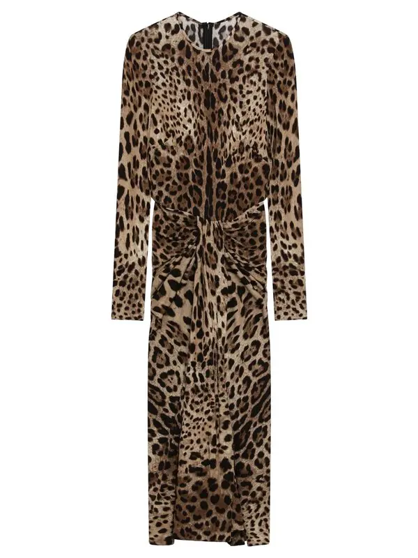 Dolce & Gabbana Leopard-print Viscose Jersey Dress - Brown