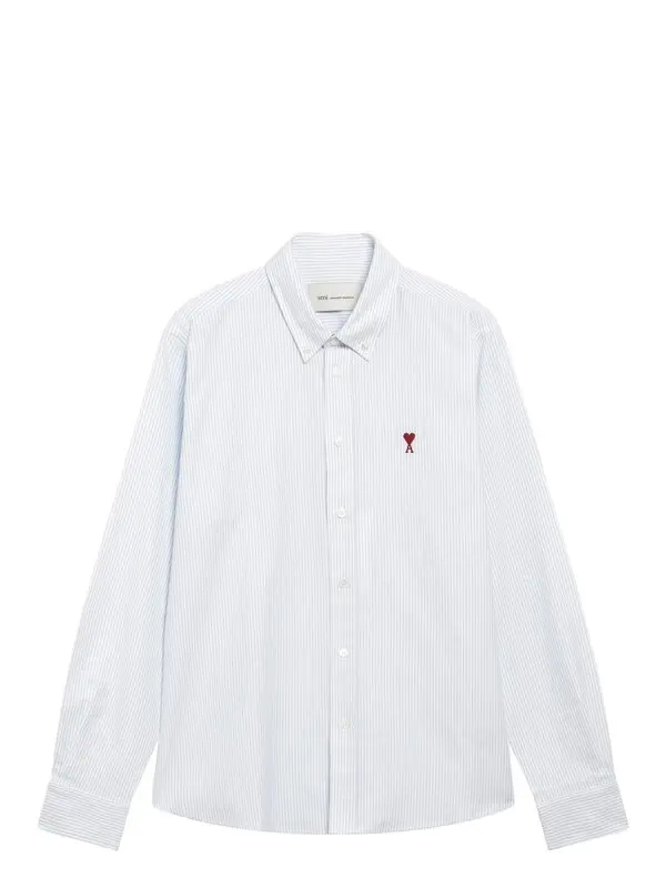 AMI Paris Striped De Coeur Shirt - Blue