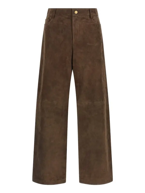 Max Mara Smmfulmine Suede Pants - Brown