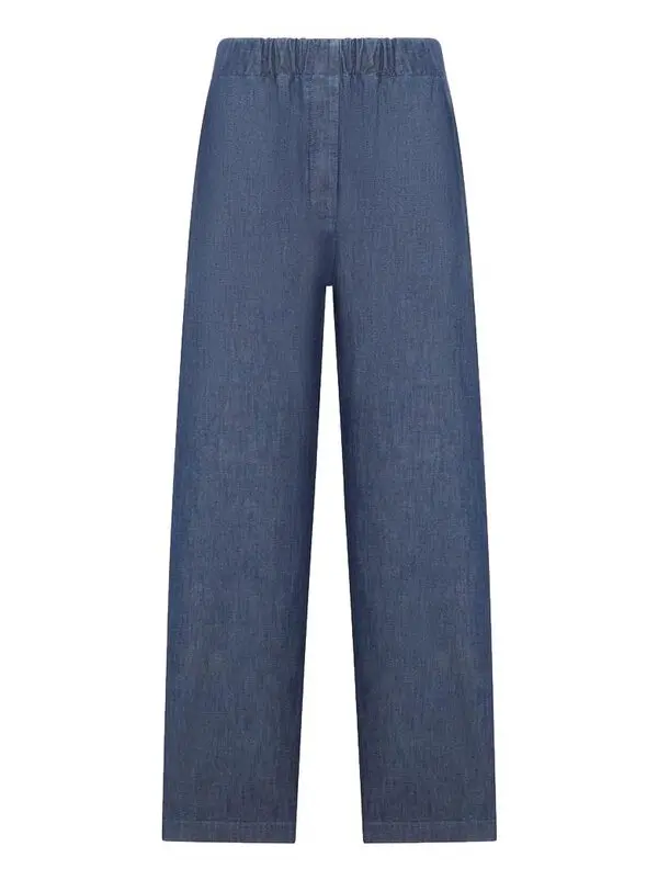 JIL SANDER Cotton Chambray Trousers - Blue