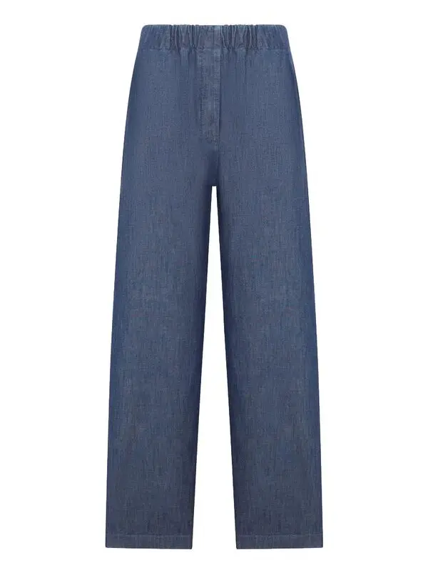 JIL SANDER Cotton Chambray Trousers - Blue