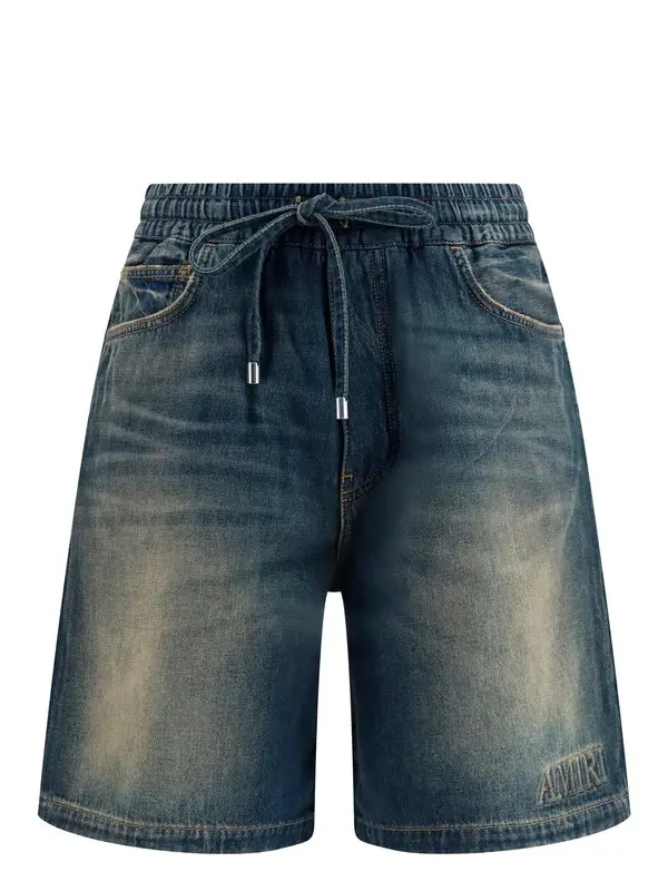 Amiri Drawstring Denim Shorts - Blue