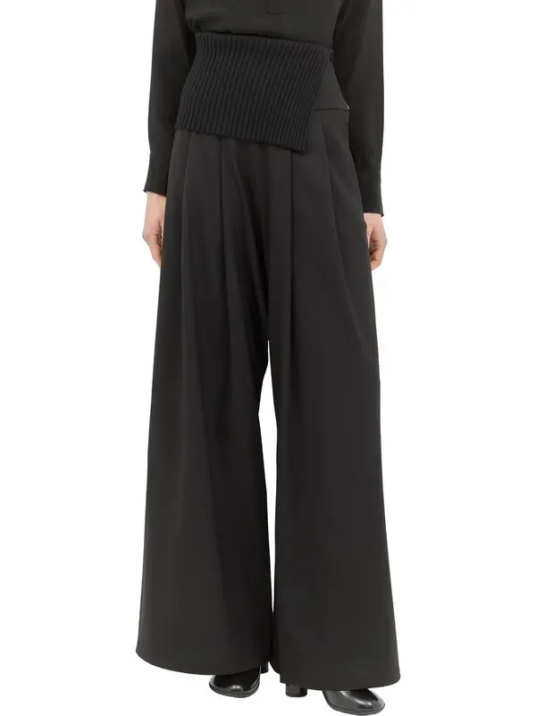 Max Mara Long Stretch Wool Pants - Black