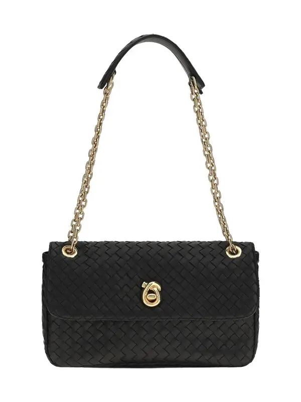 Bottega Veneta Intrecciato Shoulder Bag - Black