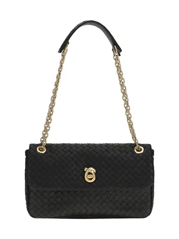 Bottega Veneta Intrecciato Shoulder Bag - Black