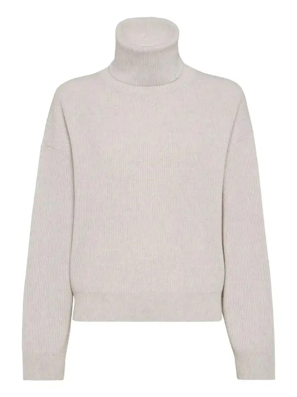 Brunello Cucinelli Cashmere Blend Turtleneck Sweater - Gray