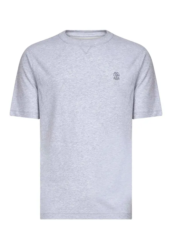Brunello Cucinelli Grey Solomeo Crest Crewneck T-shirt - Multicolor