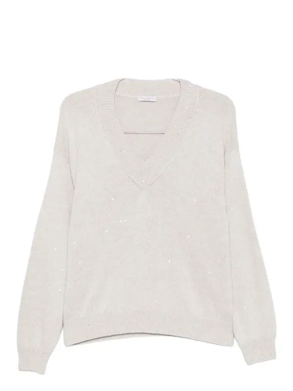 Brunello Cucinelli Embellished Cashmere Silk Sweater - Multicolor