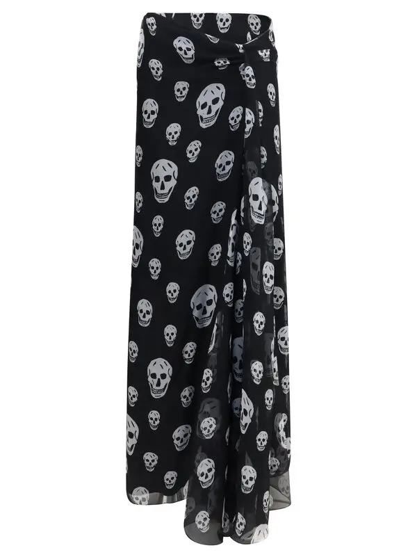 Alexander McQueen Draped Long Skull Skirt - Black