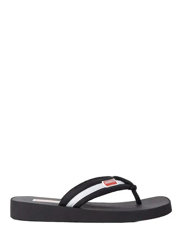 Kenzo Logo Patch Flip Flops - Black