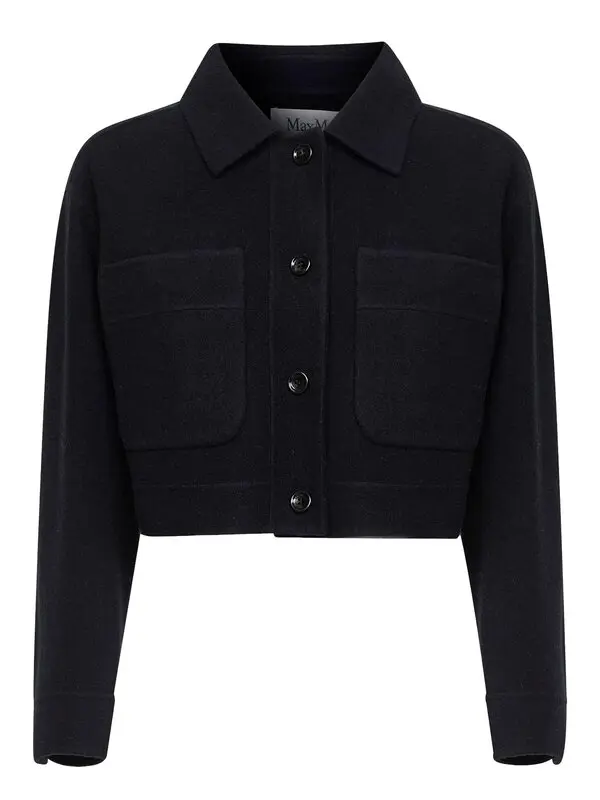 Max Mara Navy Blue Double Jersey Mxmpoggio Cropped Jacket - Multicolor