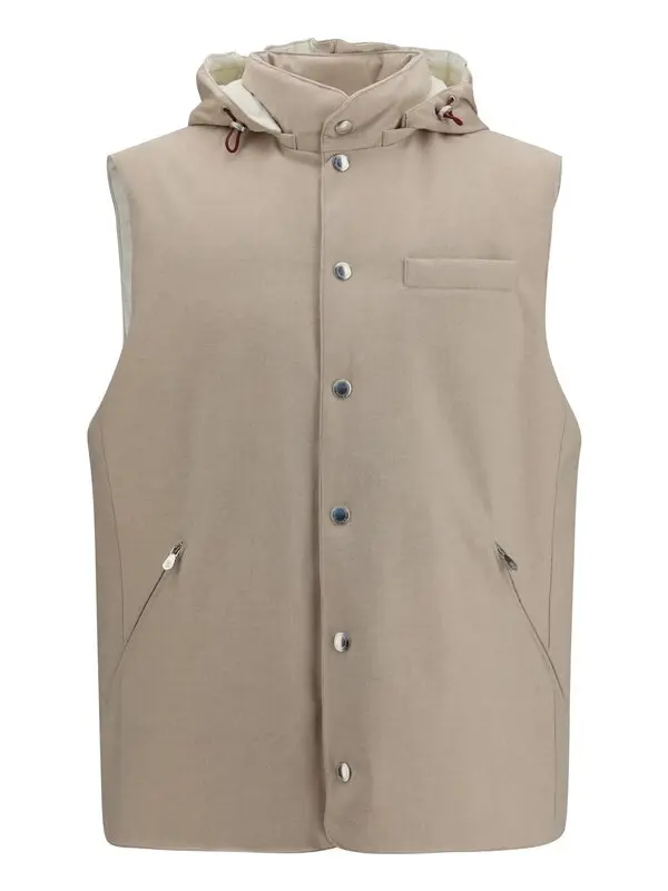 Brunello Cucinelli Wool Down Vest - Cream