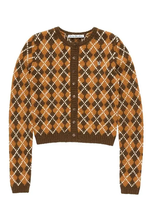 Acne Studios Argyle Knit Cardigan - Brown