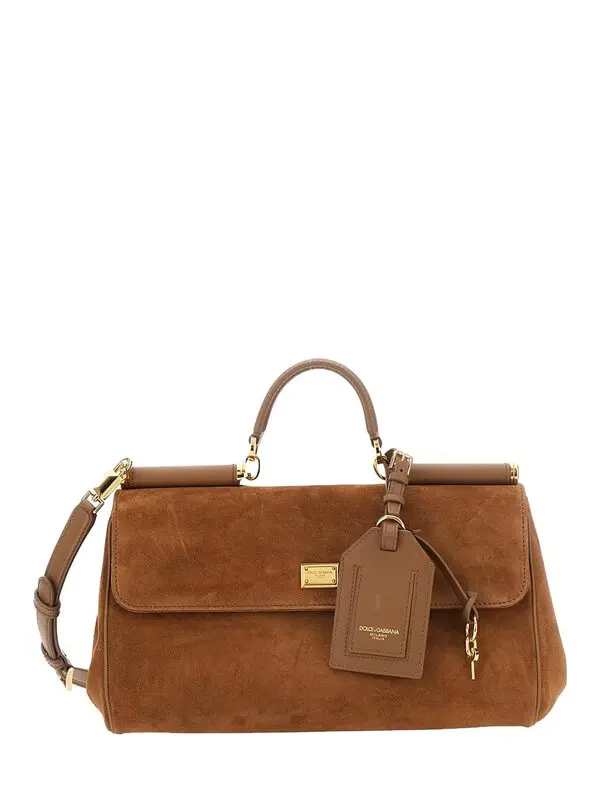 Dolce & Gabbana My Sicily Suede Top Handle Bag - Cream