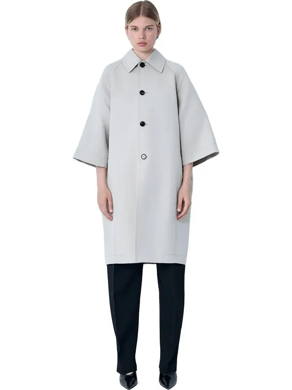 Bottega Veneta Silk-and-cotton-blend Coat - Gray
