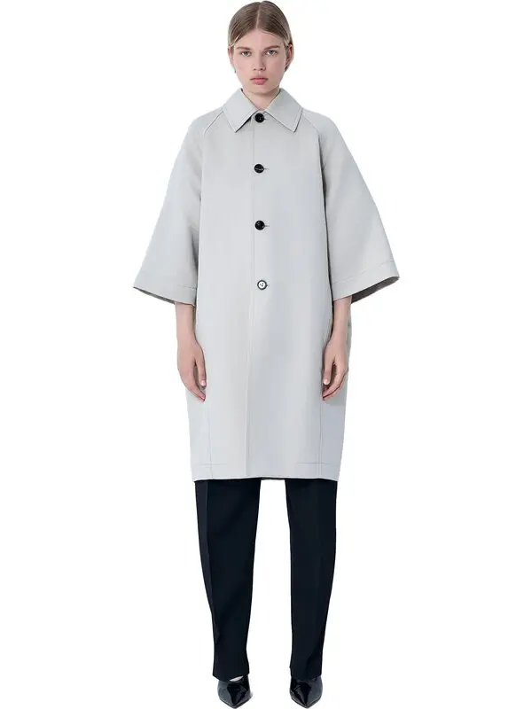 Bottega Veneta Silk And Cotton Blend Coat - Gray