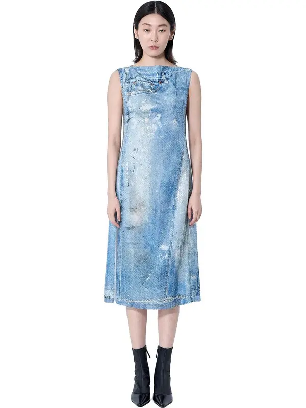 Acne Studios Printed Sequin Midi Dress - Blue